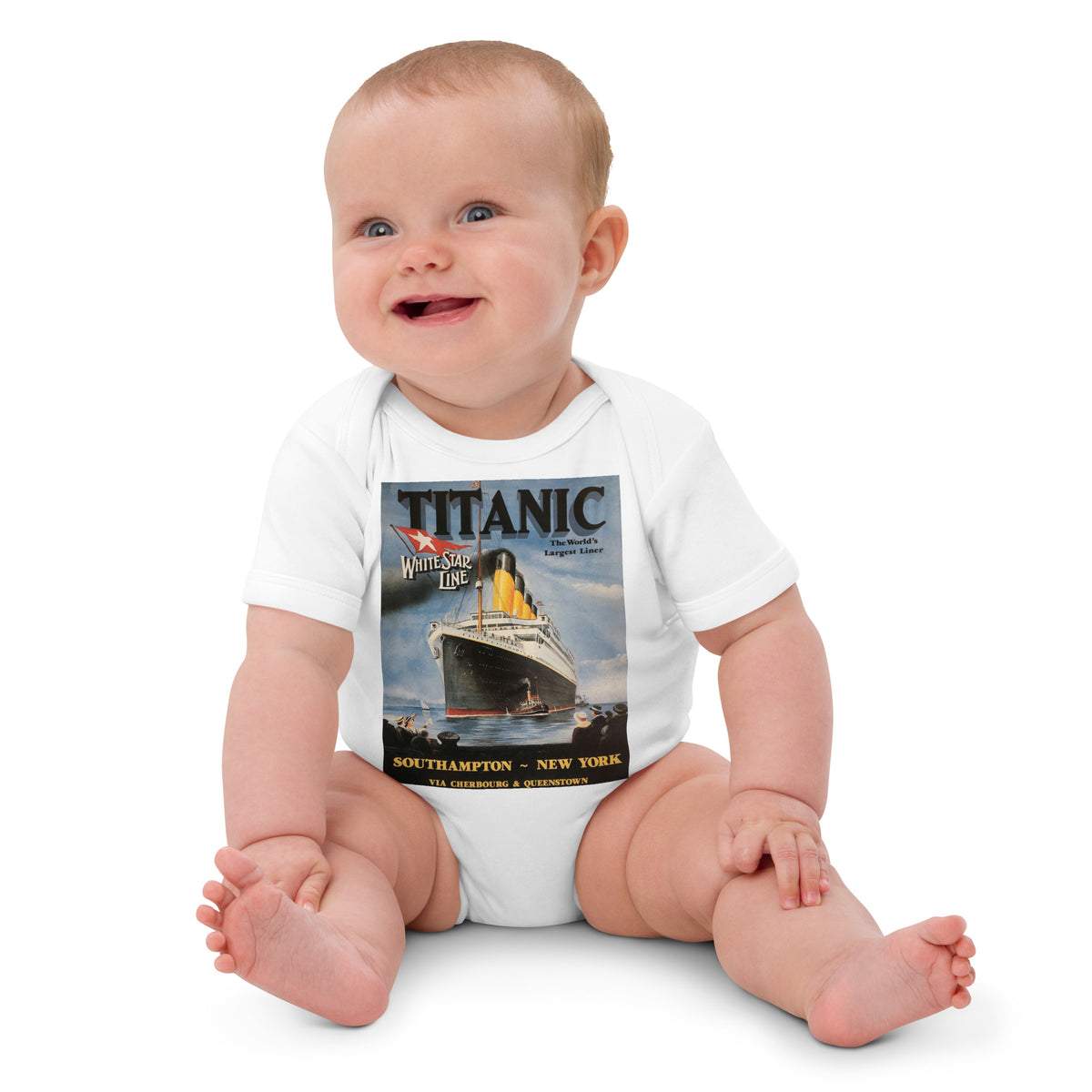 Organic Cotton Titanic Vintage Poster Baby Bodysuit | Titanic Guy