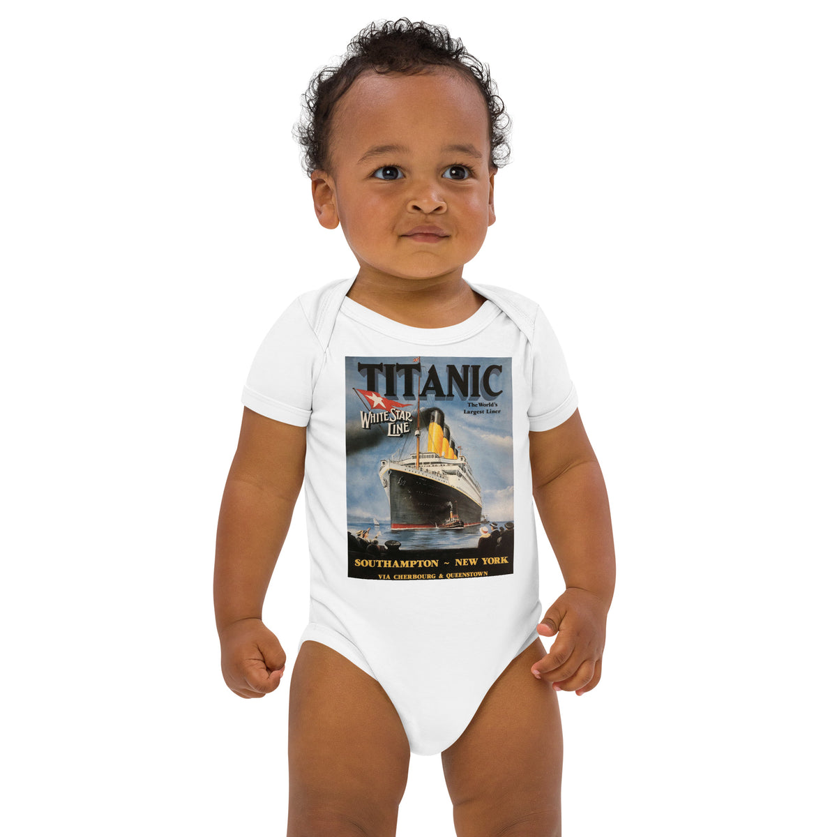 Organic Cotton Titanic Vintage Poster Baby Bodysuit | Titanic Guy